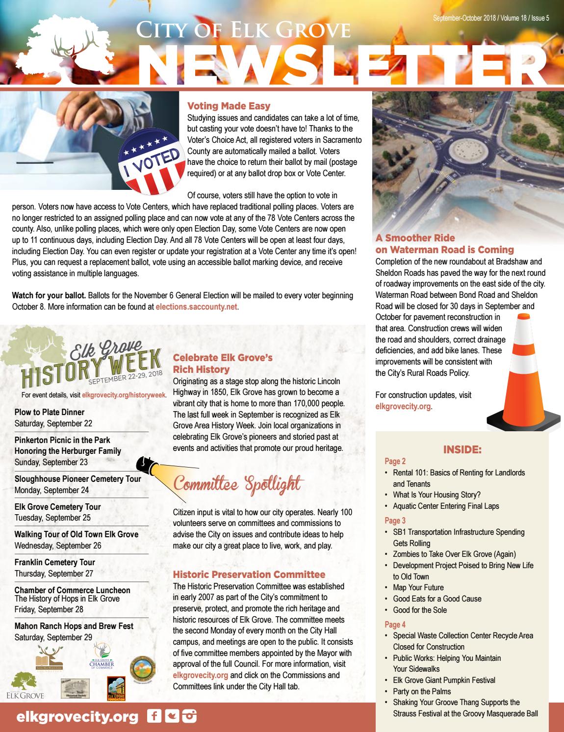 September/October 2018 City Newsletter by City of Elk Grove - Issuu