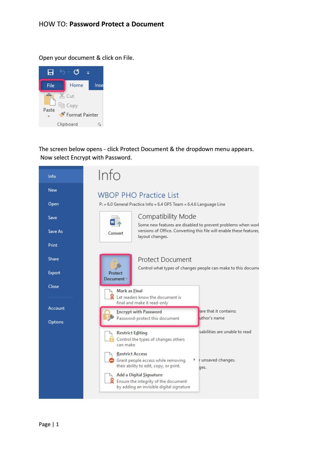 How to Password Protect a Document by WBOP PHO - Issuu