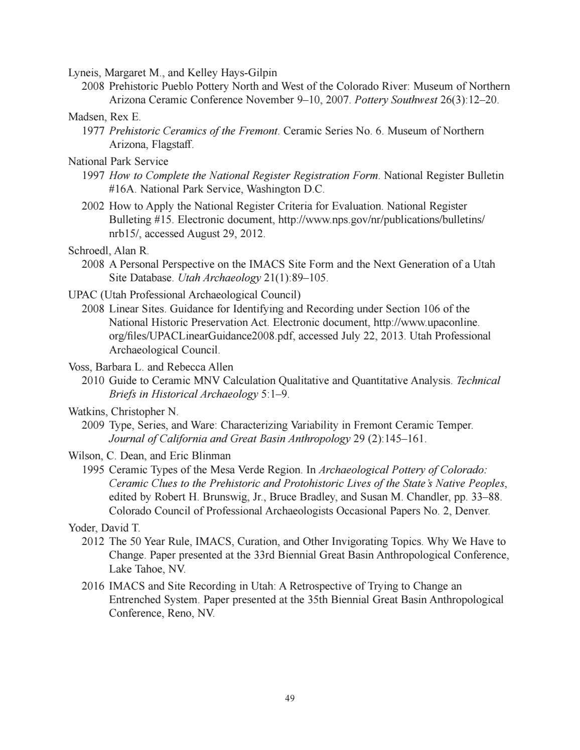 Utah Archaeology Site Form Manual by Utah Historical Society - Issuu