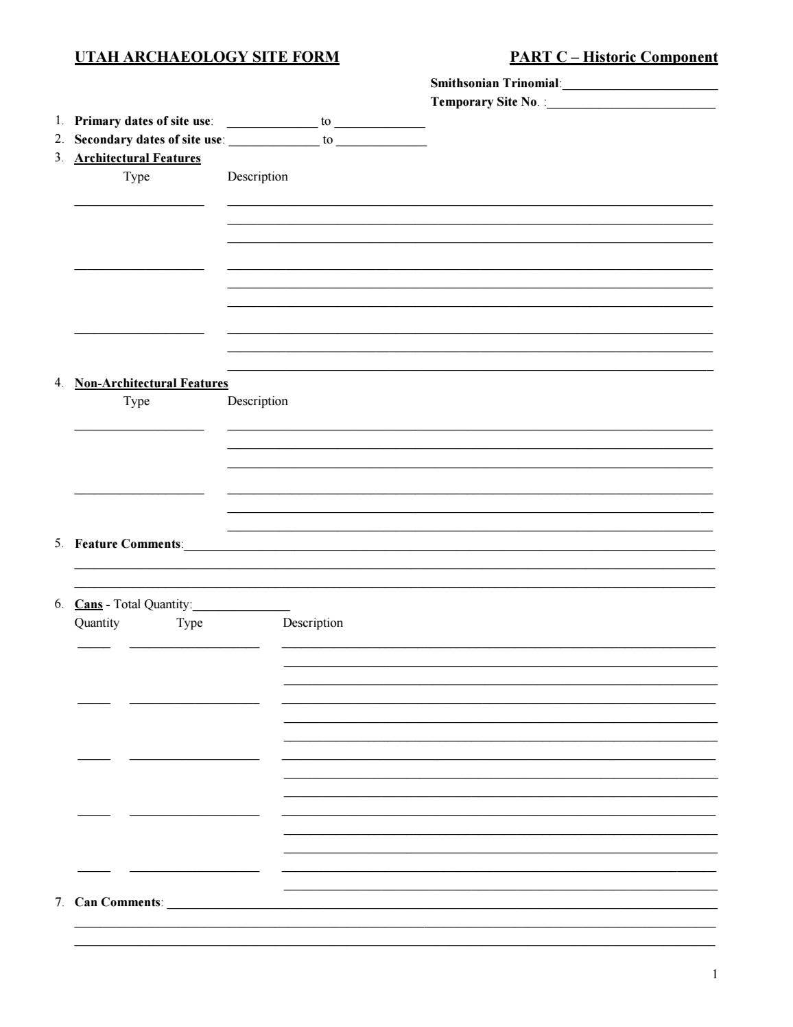 Utah Archaeology Site Form Manual by Utah Historical Society - Issuu