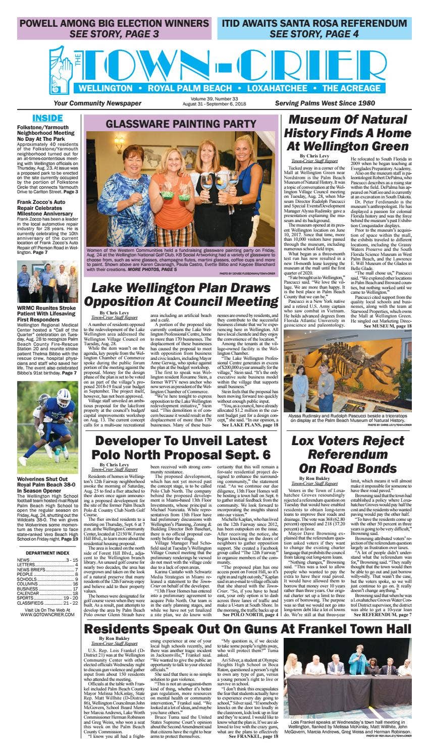 Town-Crier Newspaper August 31, 2018 by Wellington The Magazine LLC - Issuu