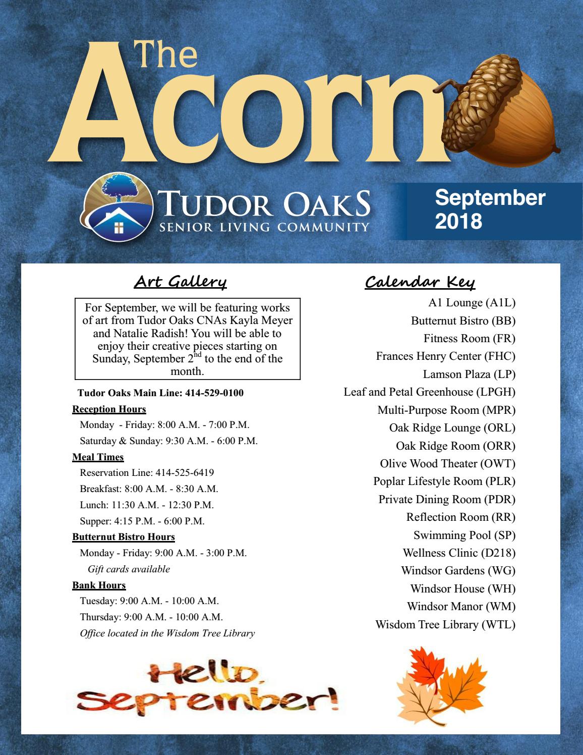 Tudor Oaks 'Acorn' Monthly Calendar - September 2018 by Fine Design - Issuu