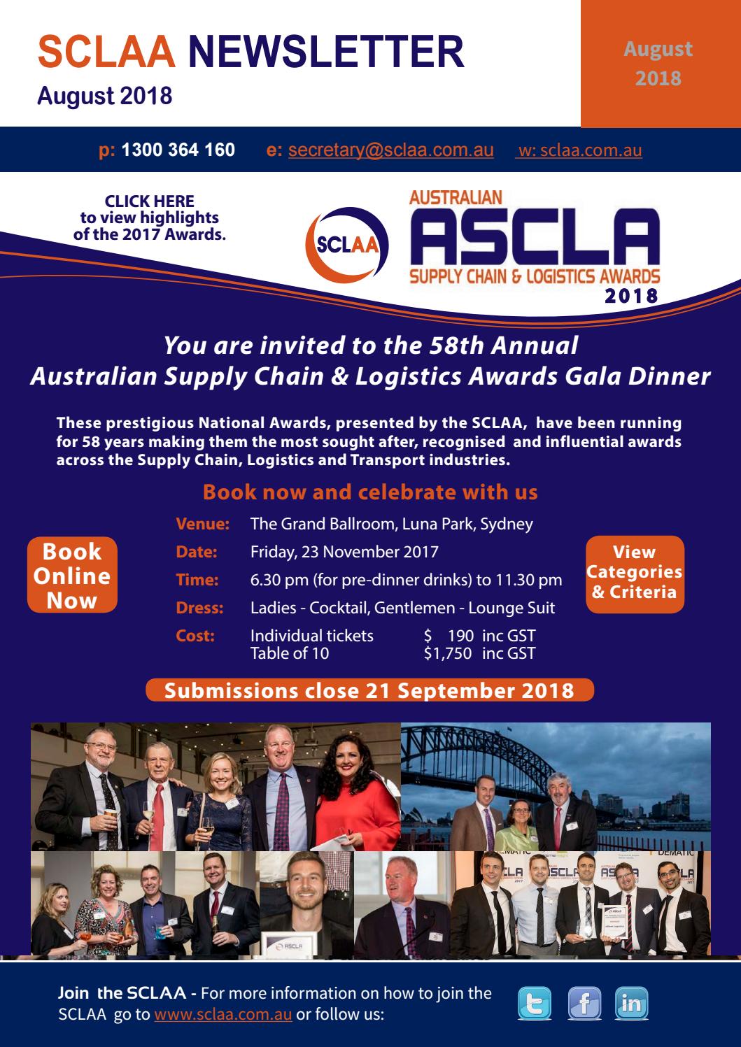 SCLAA Newsletter August 2018 by Supply Chain & Logistics Association of ...