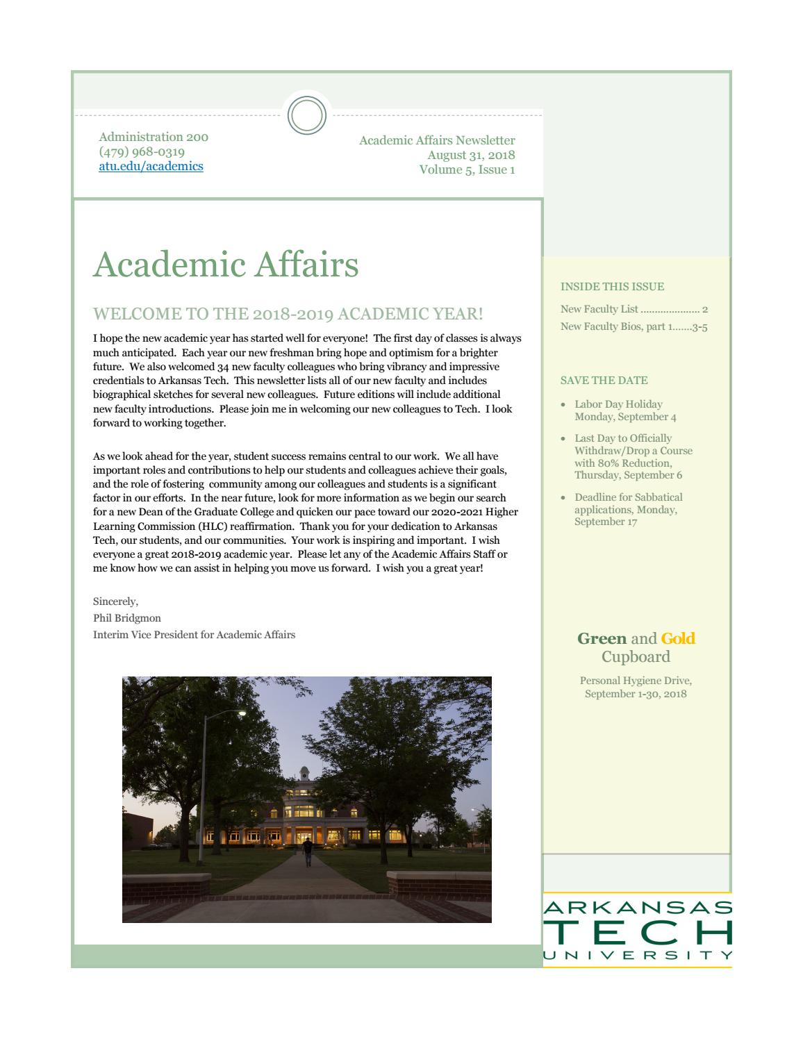 Academic Affairs Newsletter Volume 5 Issue 1 by Arkansas Tech ...