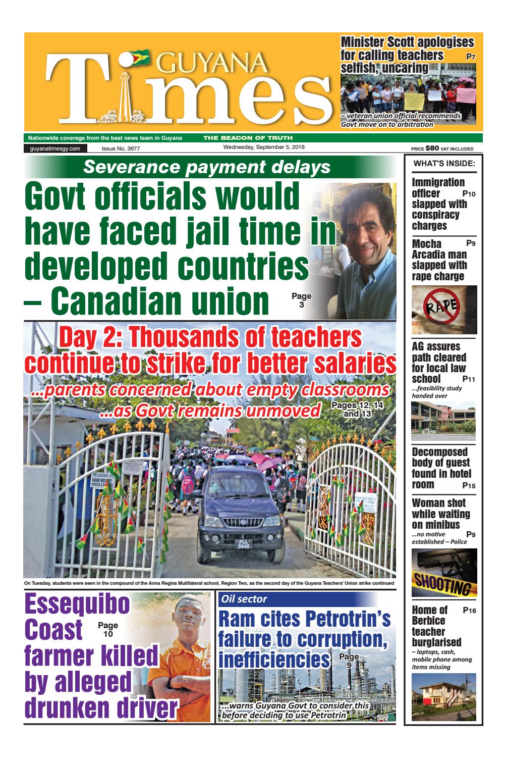 Guyana Times Epaper - Wednesday, September 5, 2018 by Gytimes - Issuu