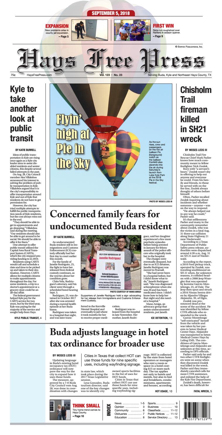 September 05, 2018 Hays Free Press by Hays Free Press/News-Dispatch - Issuu