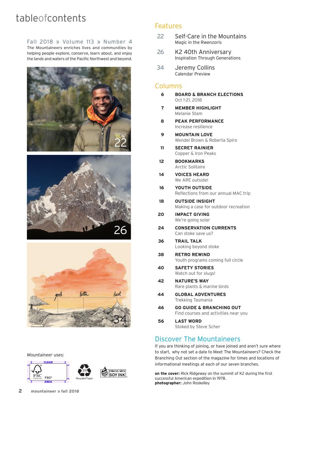 Mountaineer Magazine - Fall 2018 by Mountaineers Books - Issuu