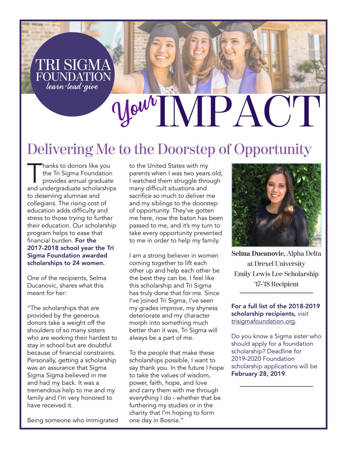 Your Impact - September 2018 by Tri Sigma Foundation - Issuu