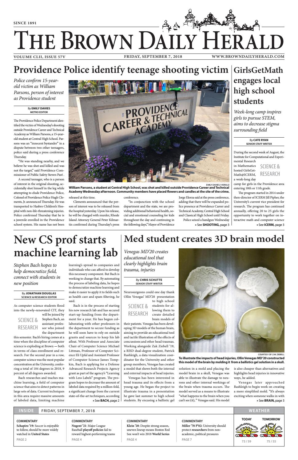 The September 7, 2018 issue of The Brown Daily Herald by The Brown ...
