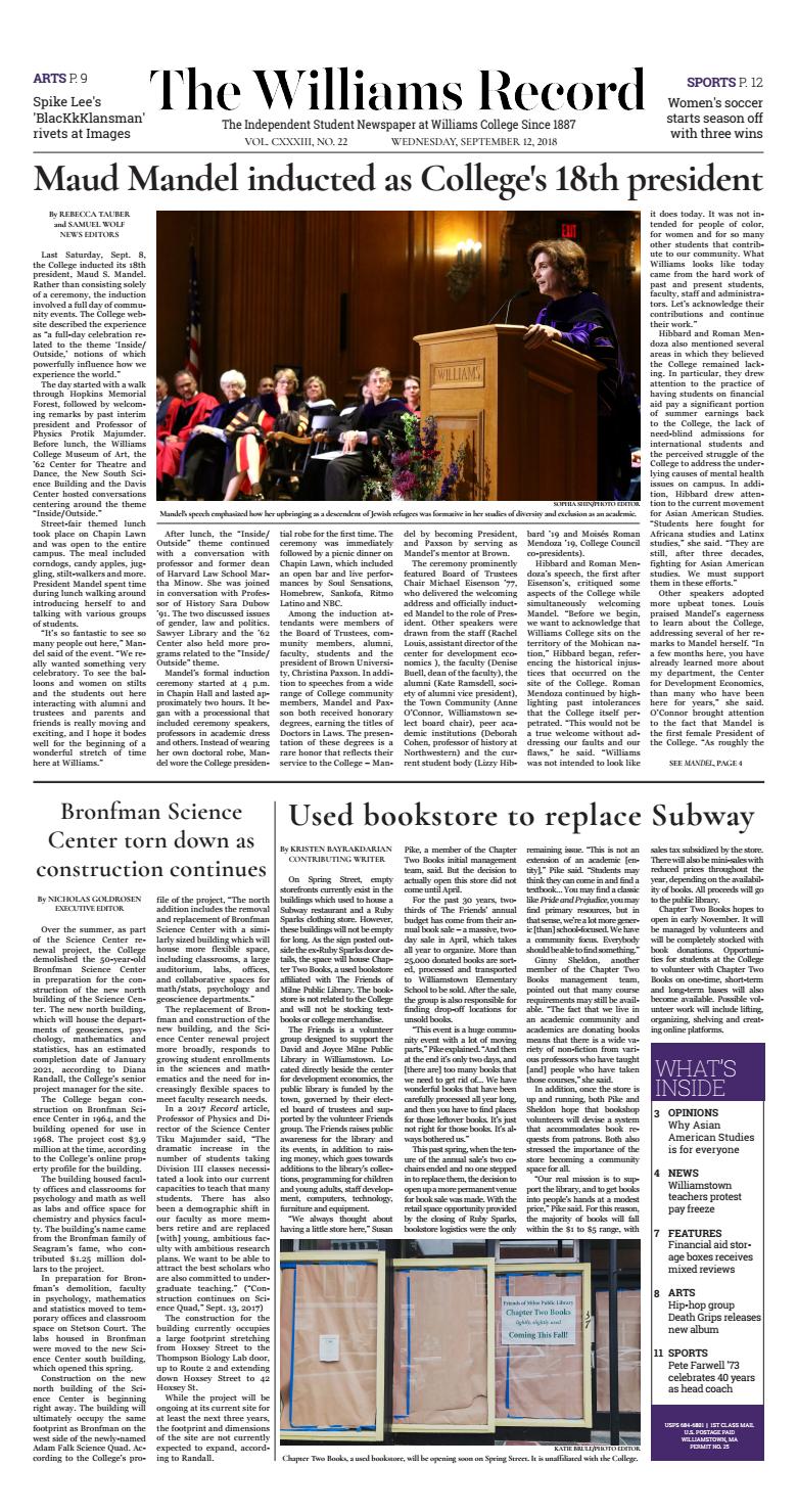 Sept. 12, 2018: Maud Mandel inducted as College's 18th president by The ...