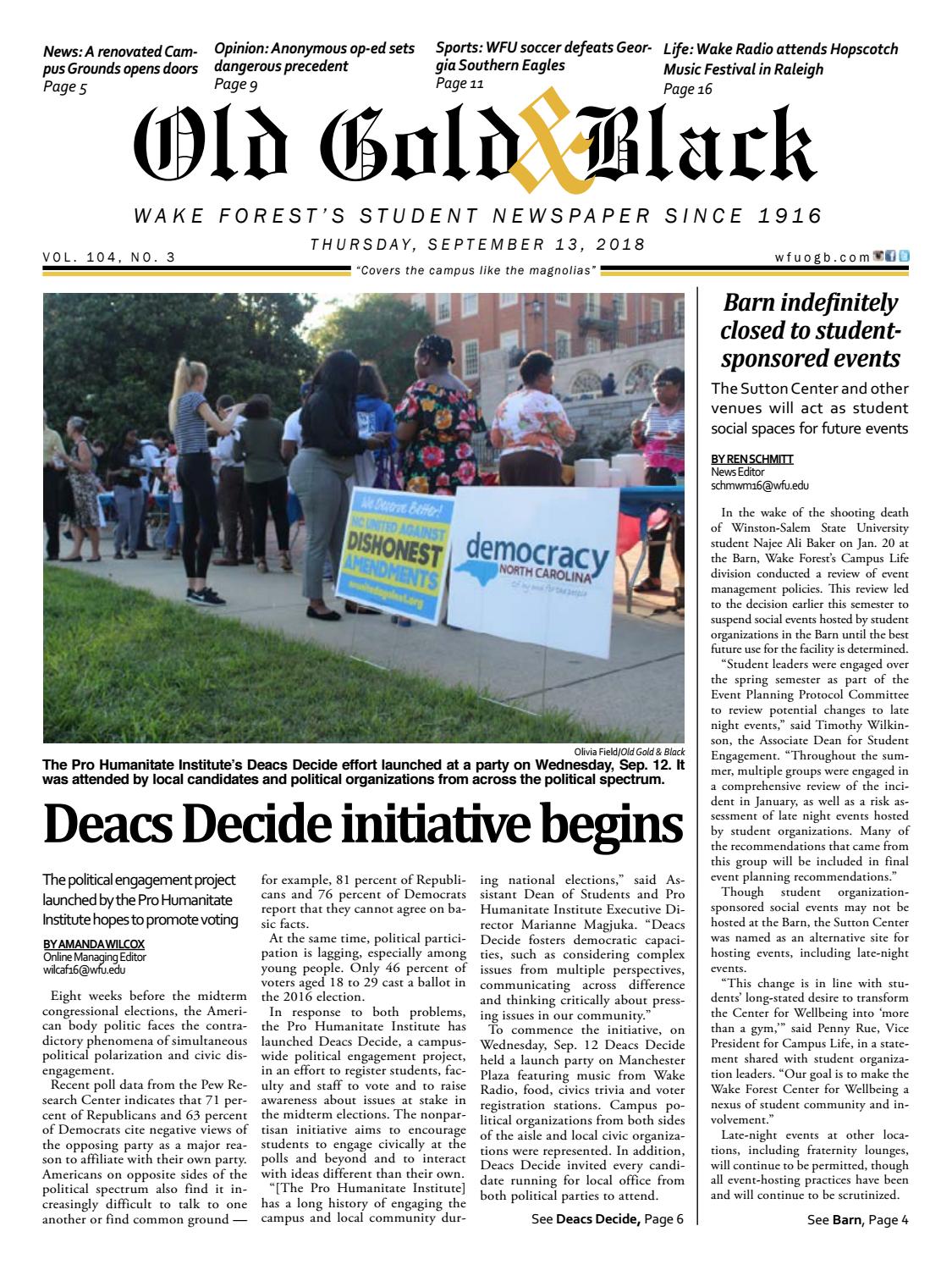 9/13 Edition by Old Gold & Black - Issuu