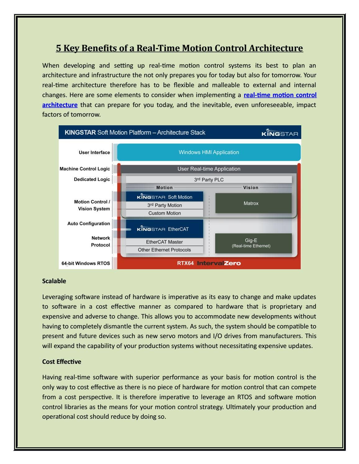 Benefits Of A Real Time Motion Control Architecture by Kingstar - Issuu