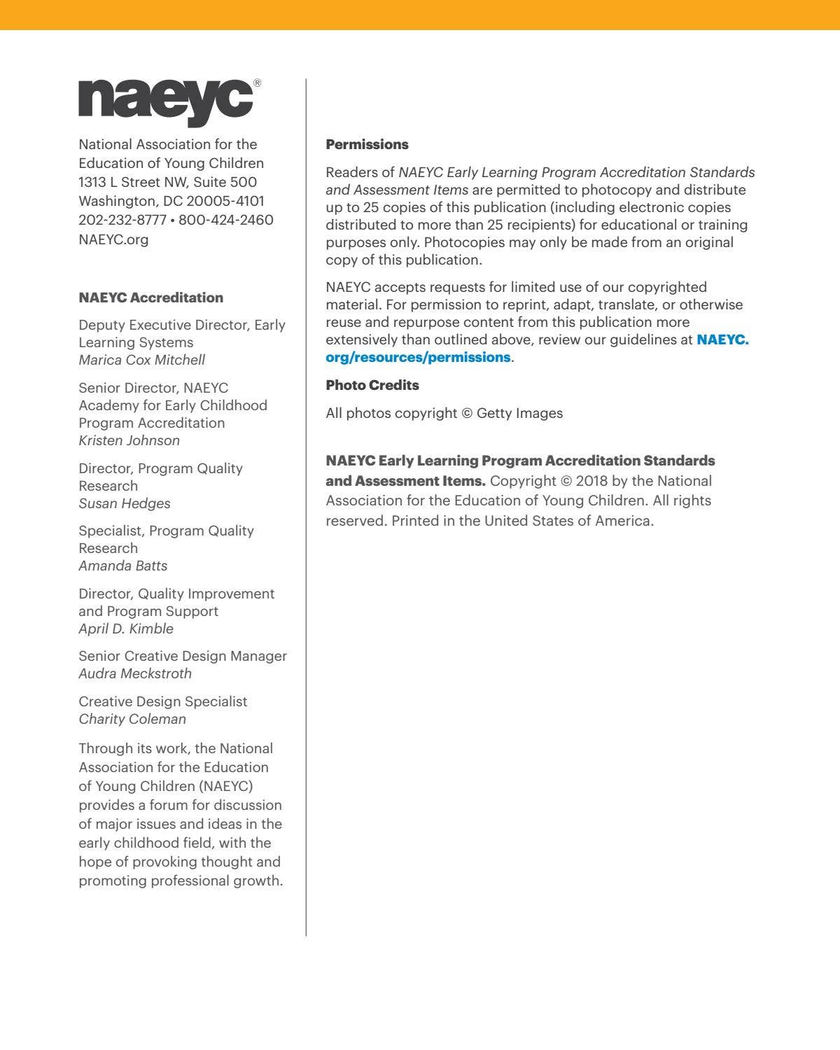 NAEYC Early Learning Program Accreditation Standards and Assessment ...