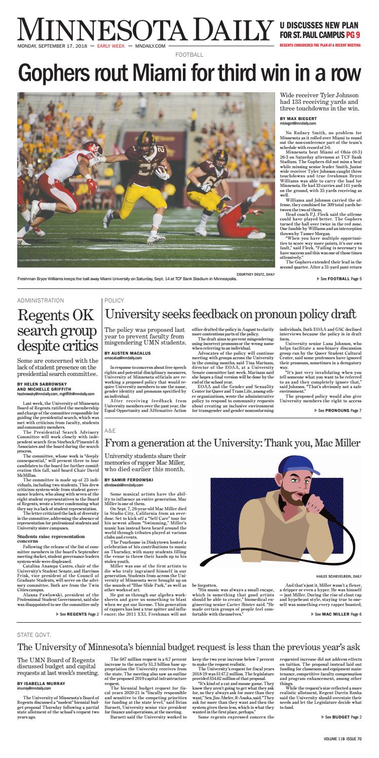 September 17, 2018 by The Minnesota Daily - Issuu