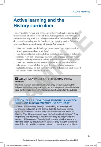 Approaches to learning and teaching History sample by Cambridge ...