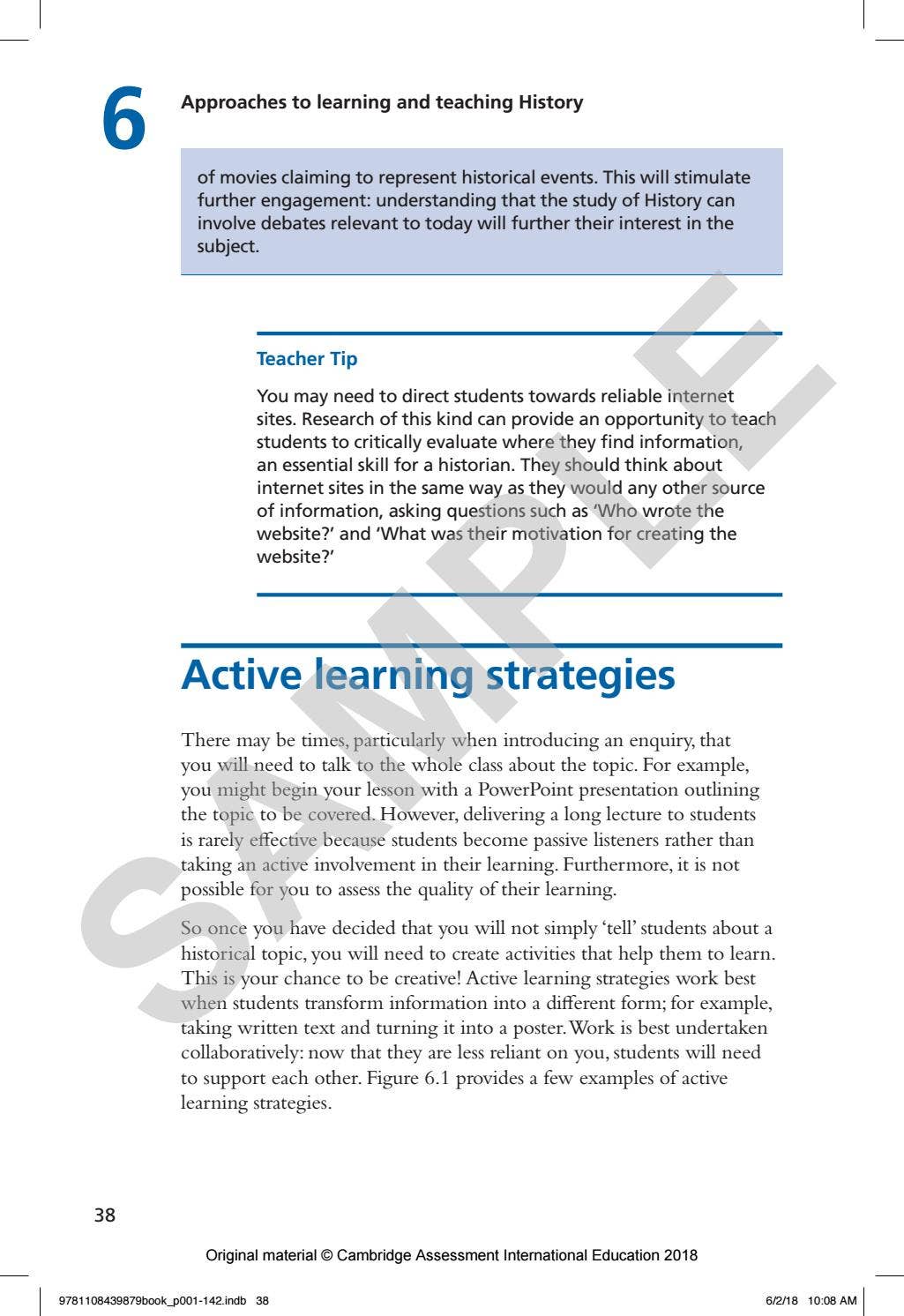 Approaches to learning and teaching History sample by Cambridge ...