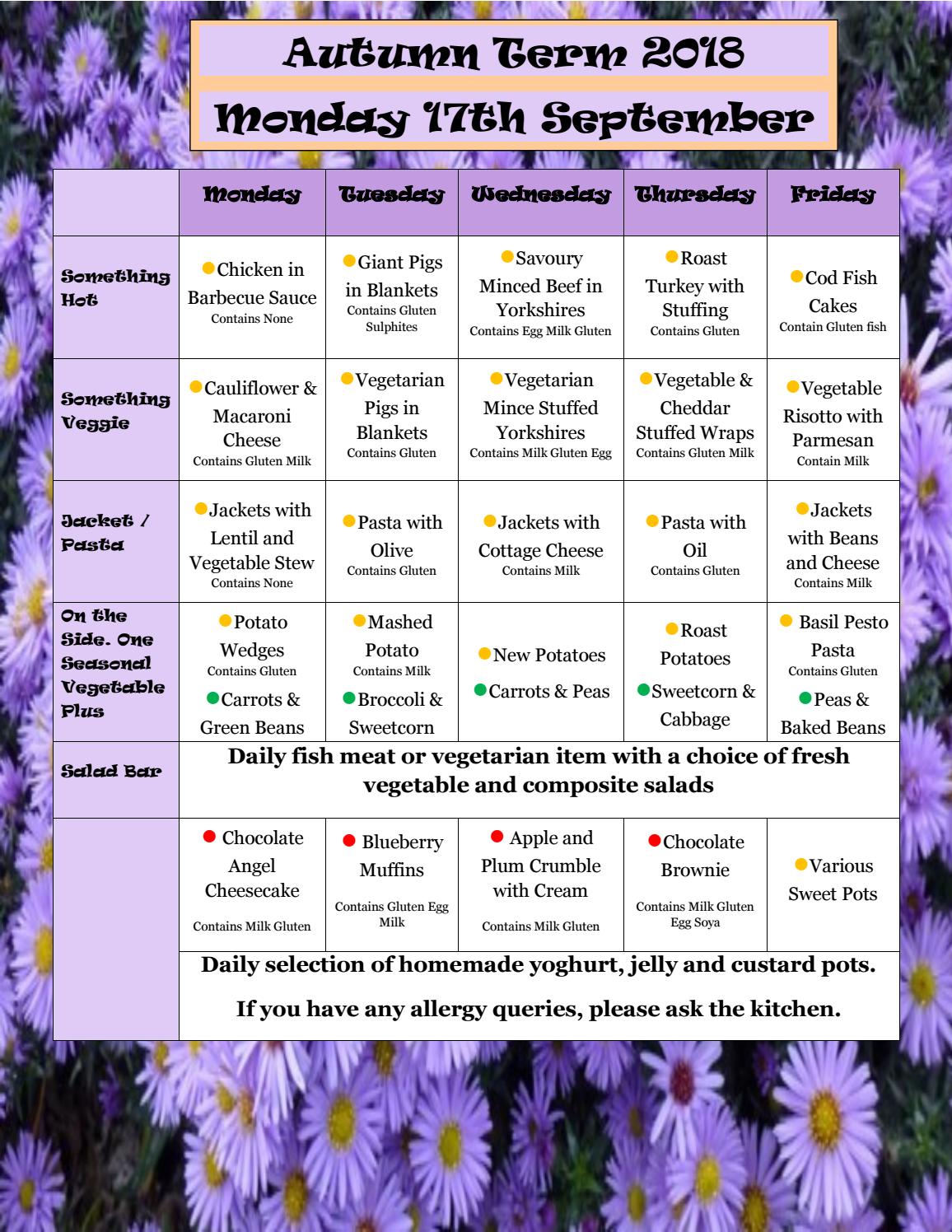 Lunch Menu W/c 17/9/18 by Upton House School - Issuu