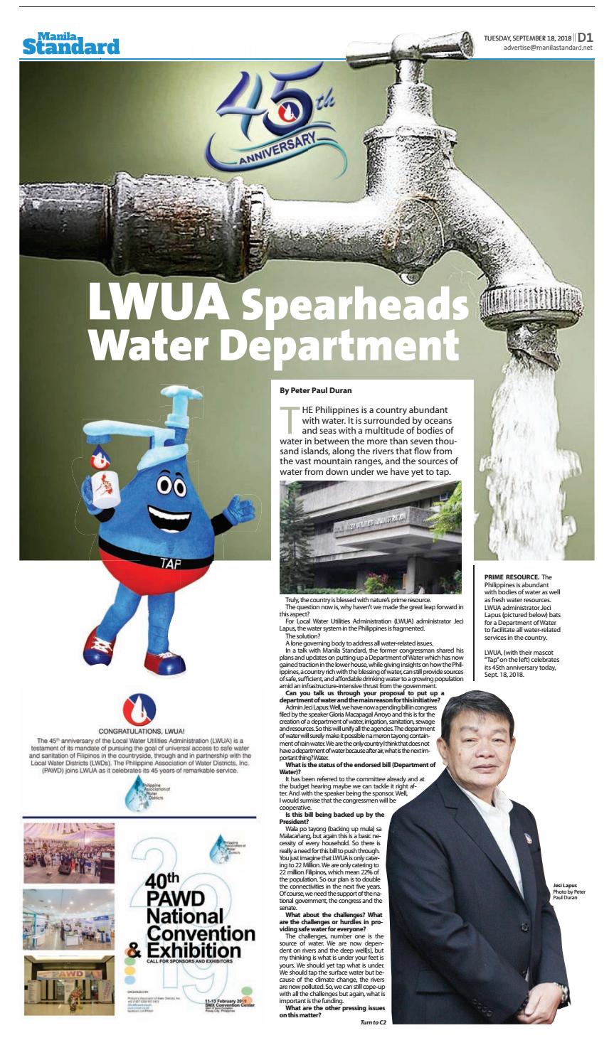 45th Anniversary of Local Water Utilities Administration by Manila ...