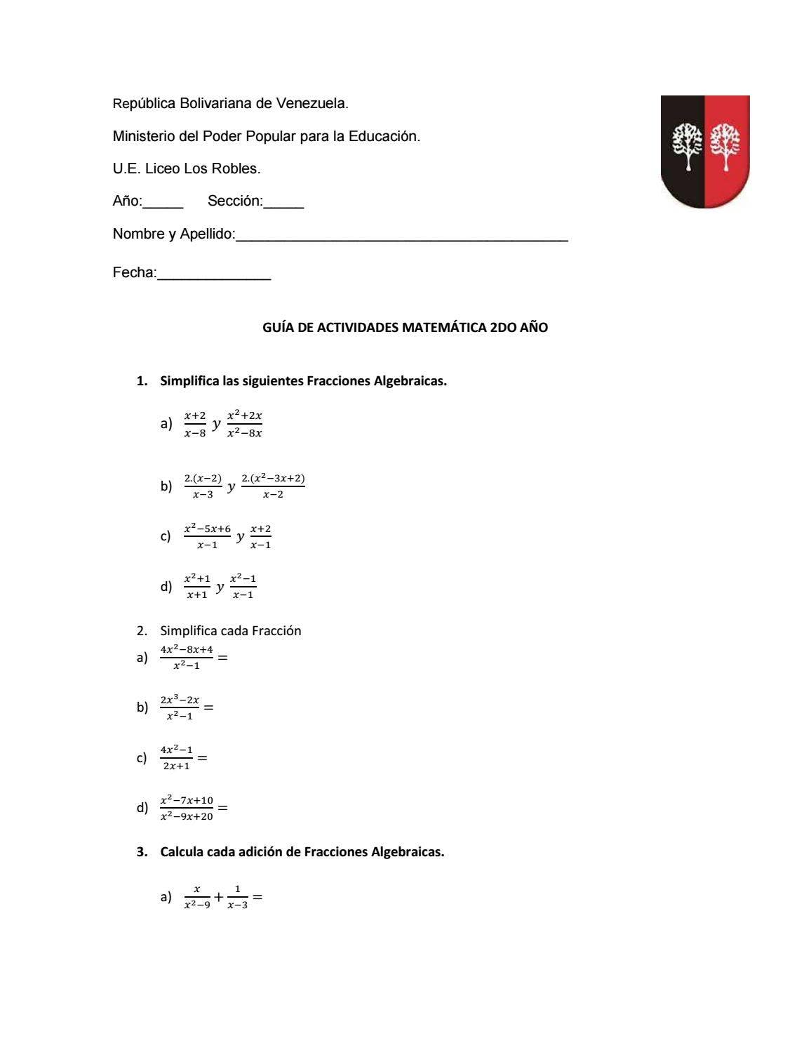 2do a%c3%91o matem%c3%81tica by Liceo Los Robles - Issuu