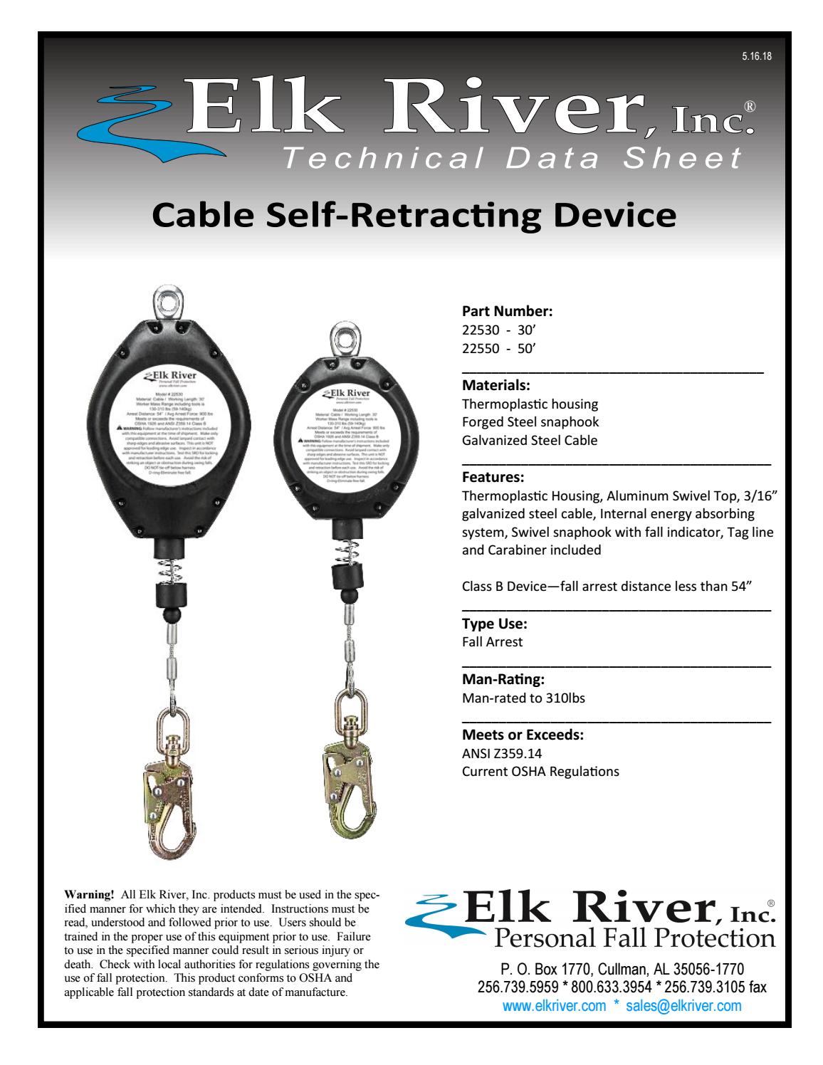 Elk River Cable Self-Retracting Device - 30' and 50' by Ram Tool ...