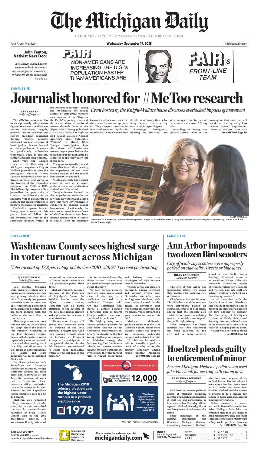 2018-09-19 by The Michigan Daily - Issuu