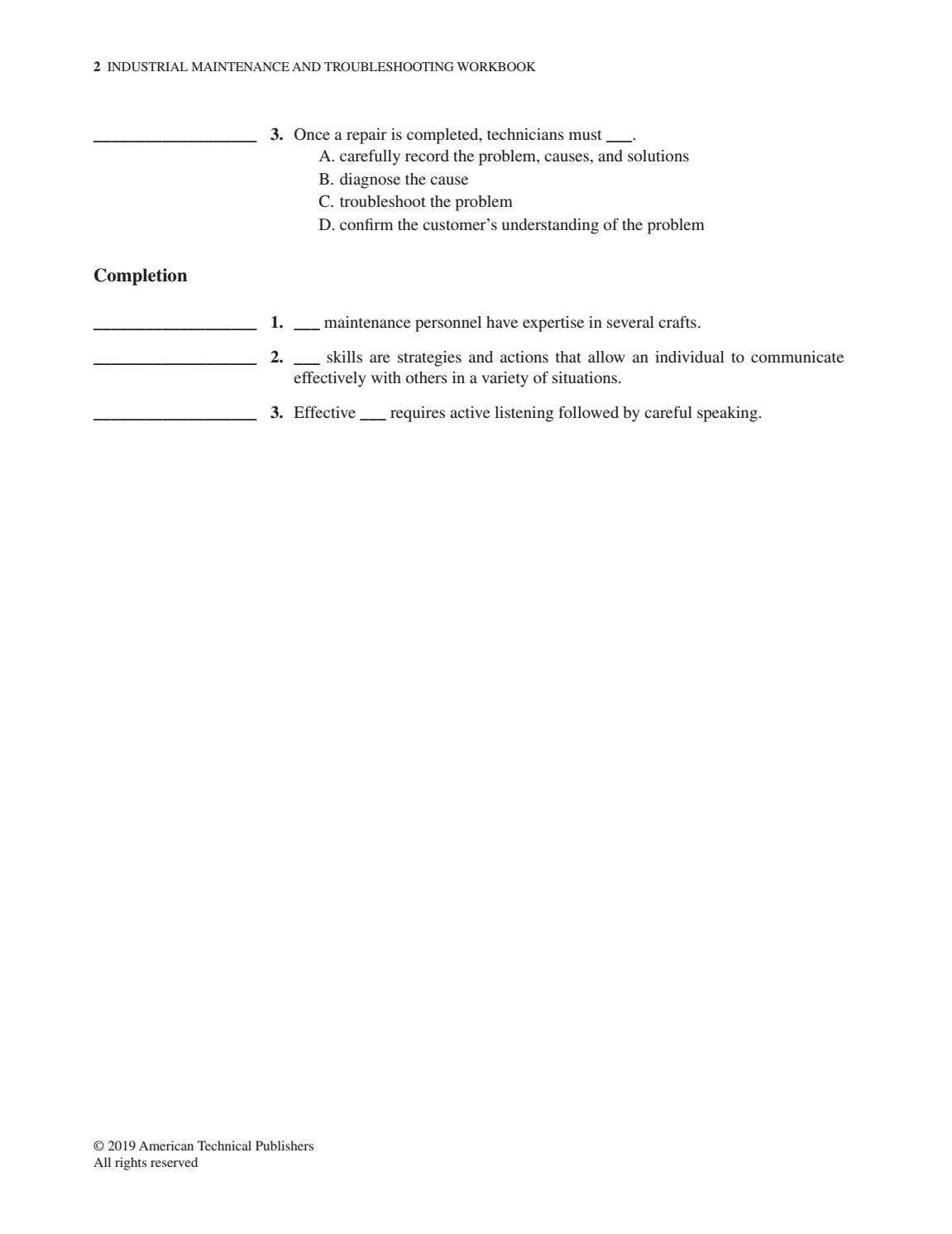 Industrial Maintenance and Troubleshooting Workbook by American ...