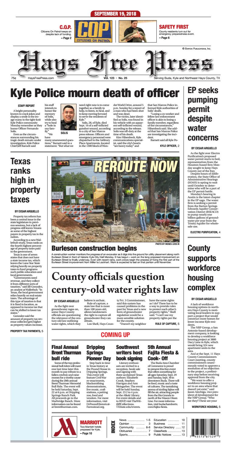 September 19 2018 Hays Free Press by Hays Free Press/News-Dispatch - Issuu