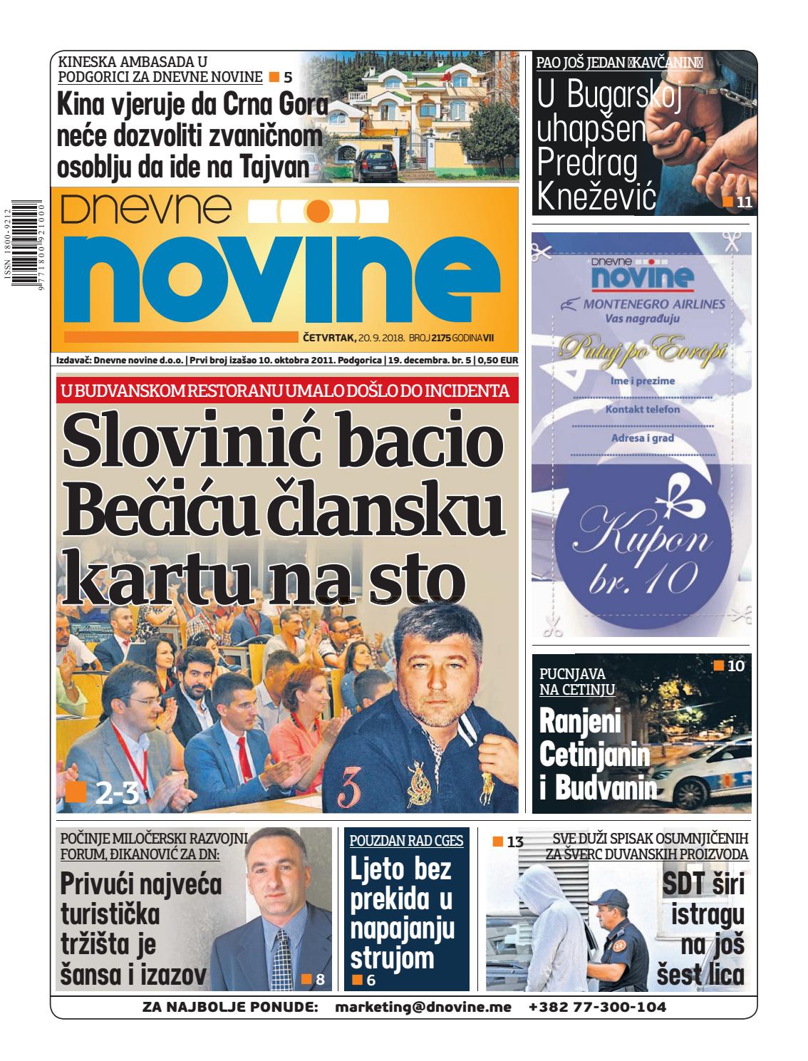 Dnevne novine 20. septembar 2018. by Dnevne Novine - Issuu
