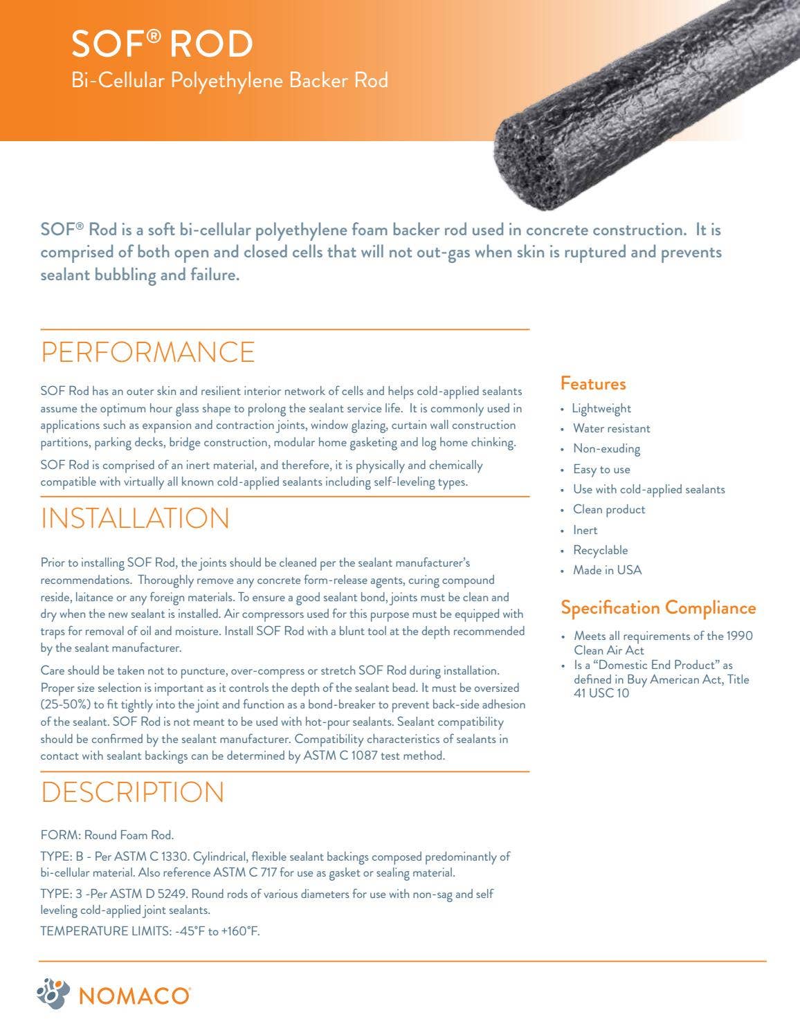 Sof Rod Backer Rod by Ram Tool Construction Supply Co. - Issuu