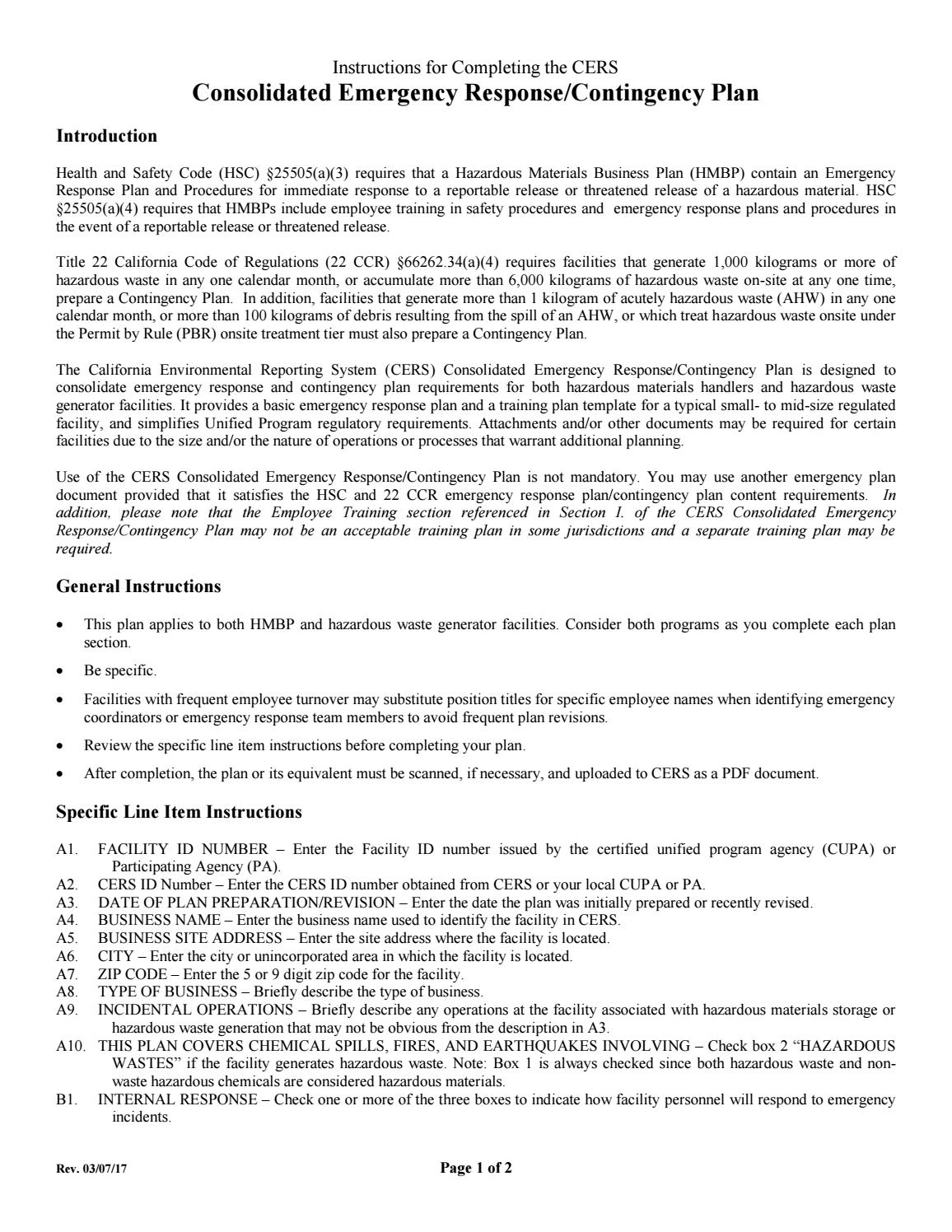 Contingency Plan Instructions By Los Angeles Fire Department Issuu