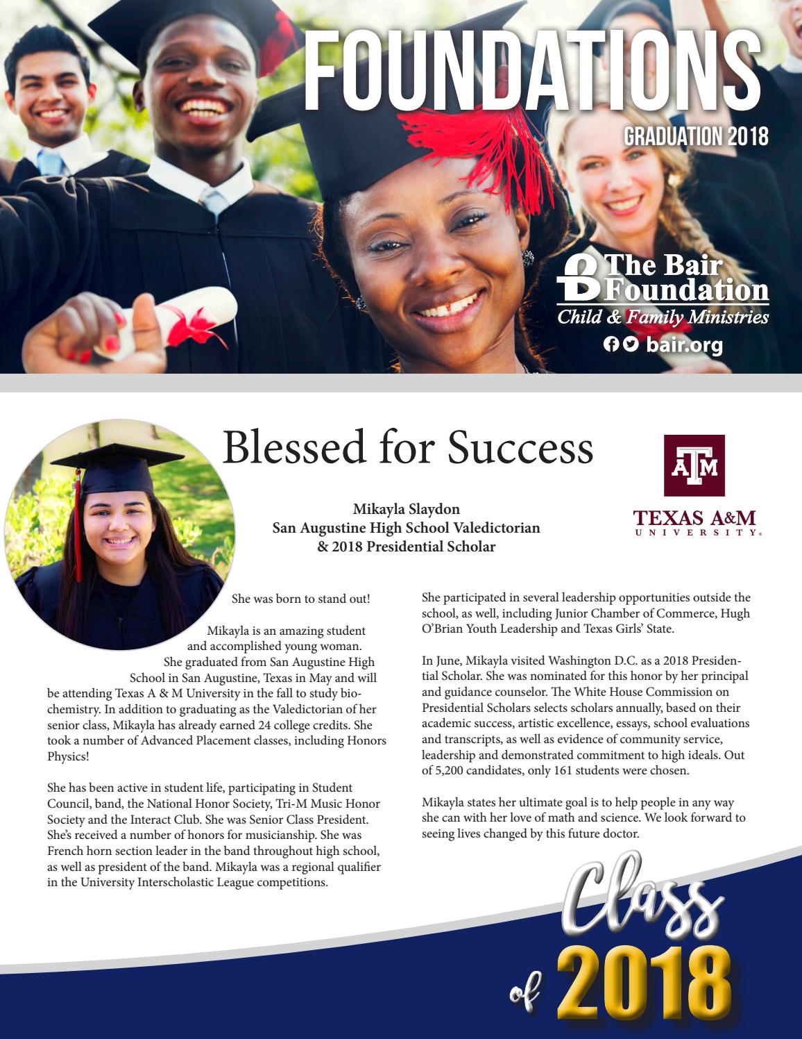 Graduation 2018 Newsletter by The Bair Foundation - Issuu