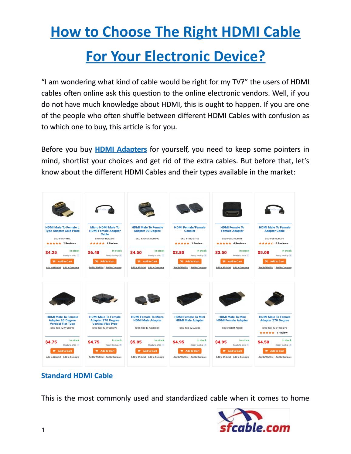 How To Choose Hdmi Cable For Tv at Layla Swallow blog