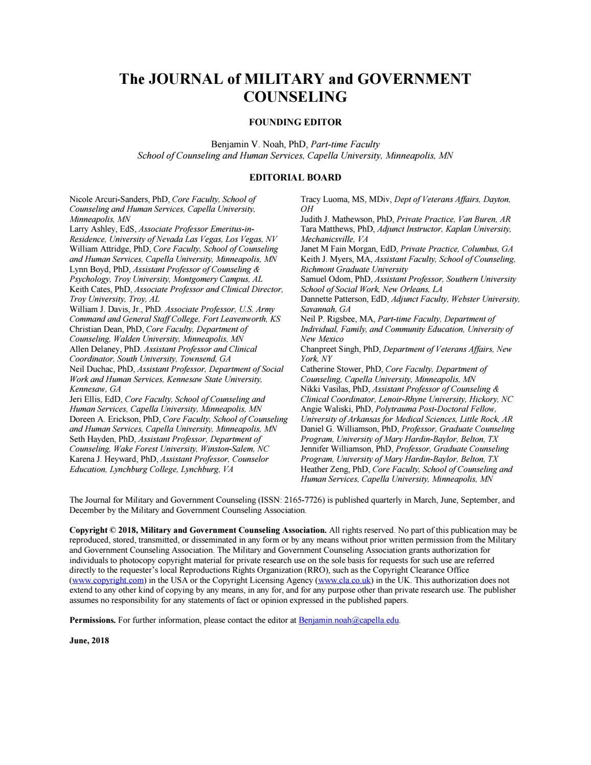 Vol. 6 - Journal of Military and Government Counseling by Troy ...