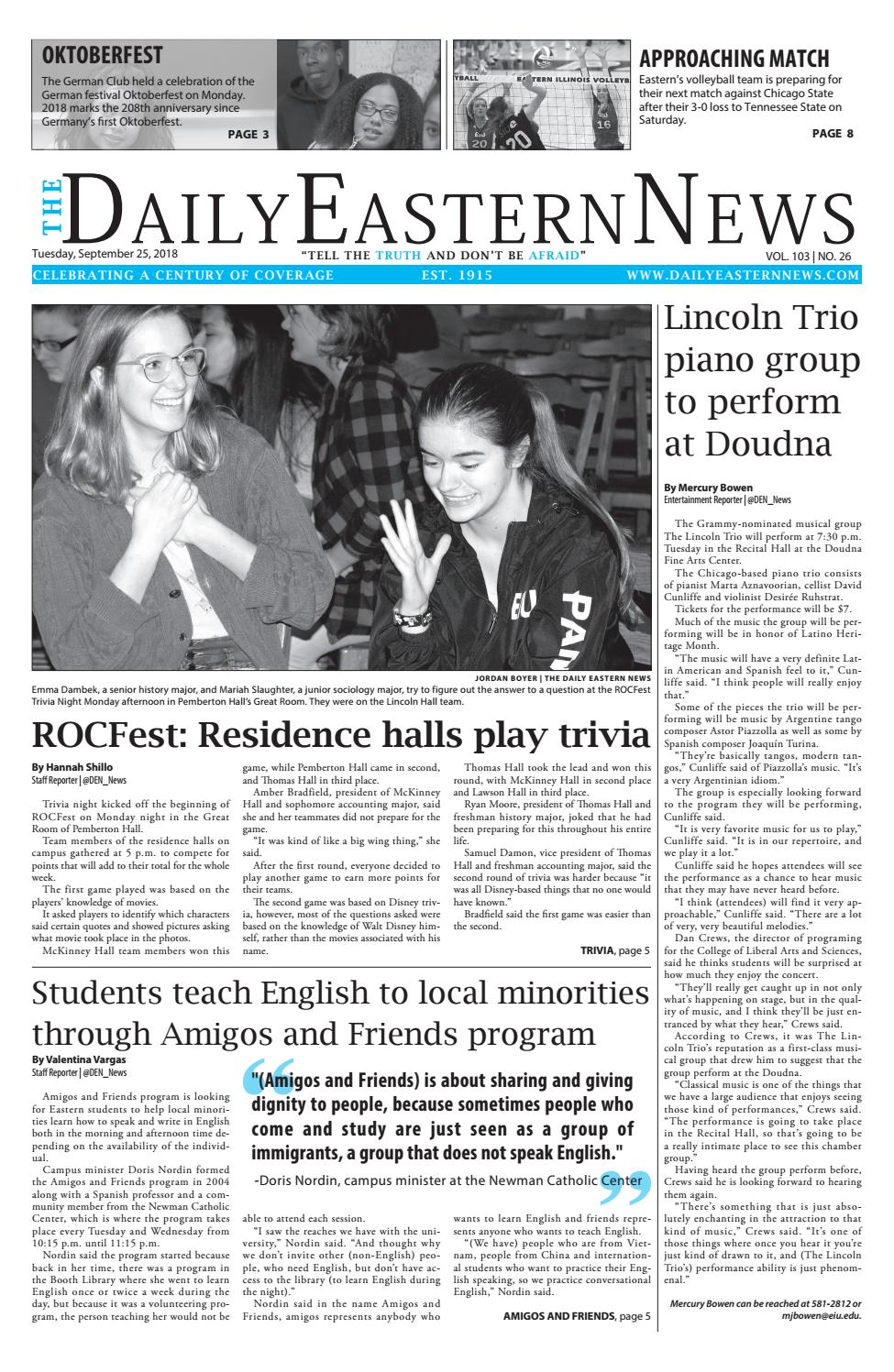 2018.09.25 by The Daily Eastern News - Issuu