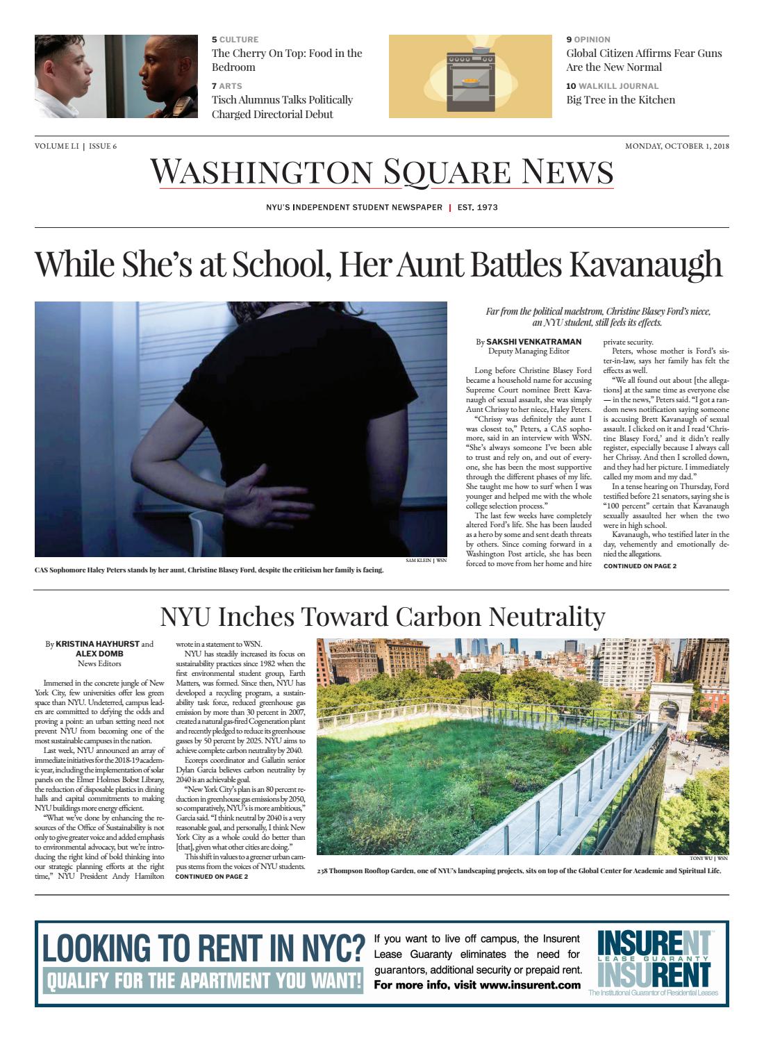 Washington Square News, October 1, 2018 by Washington Square News - Issuu