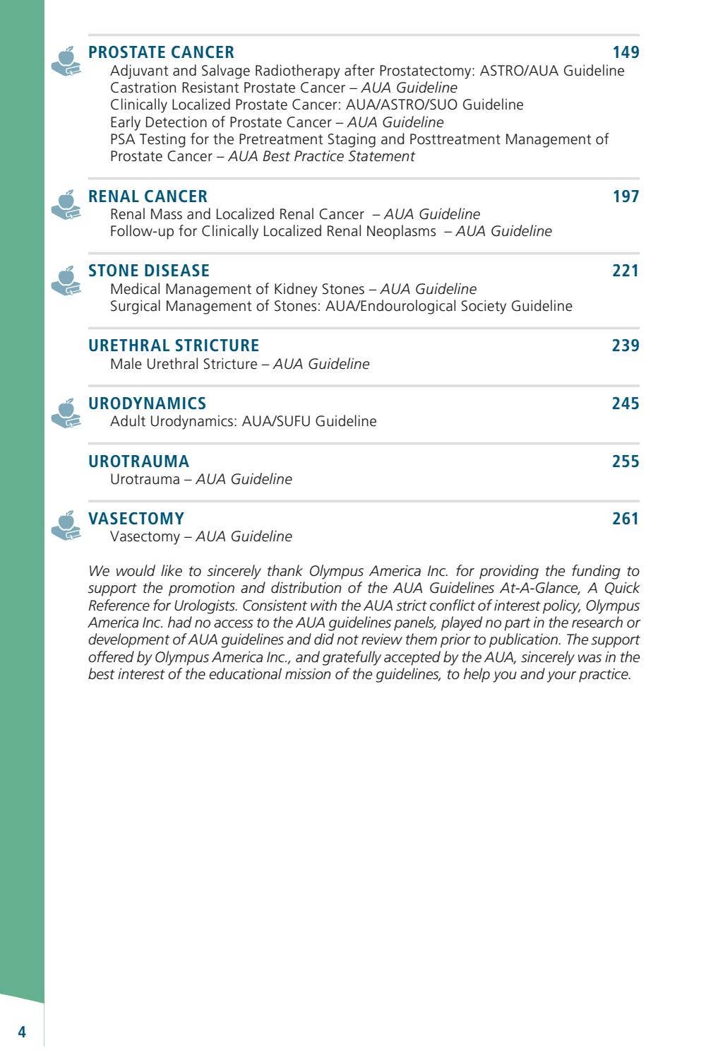 AUA GUIDELINES AT-A-GLANCE A Quick Reference for Urologists 2018 by ...