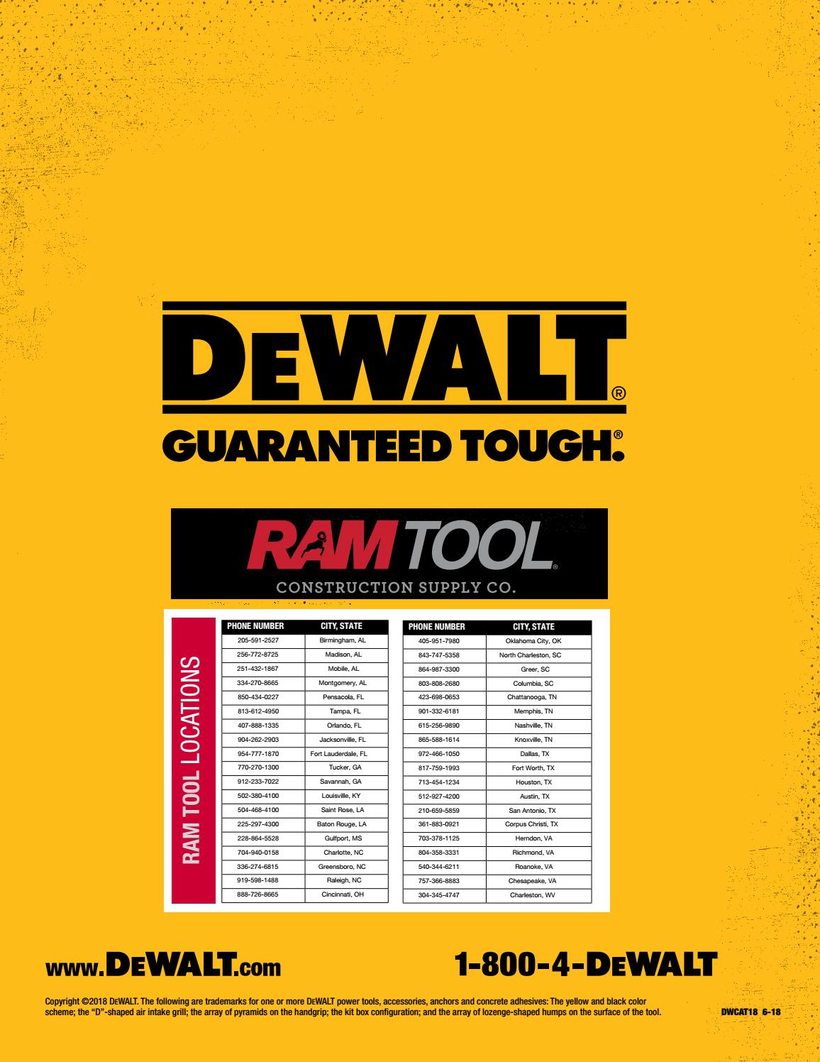 2018 DEWALT Catalog by Ram Tool Construction Supply Co. - Issuu