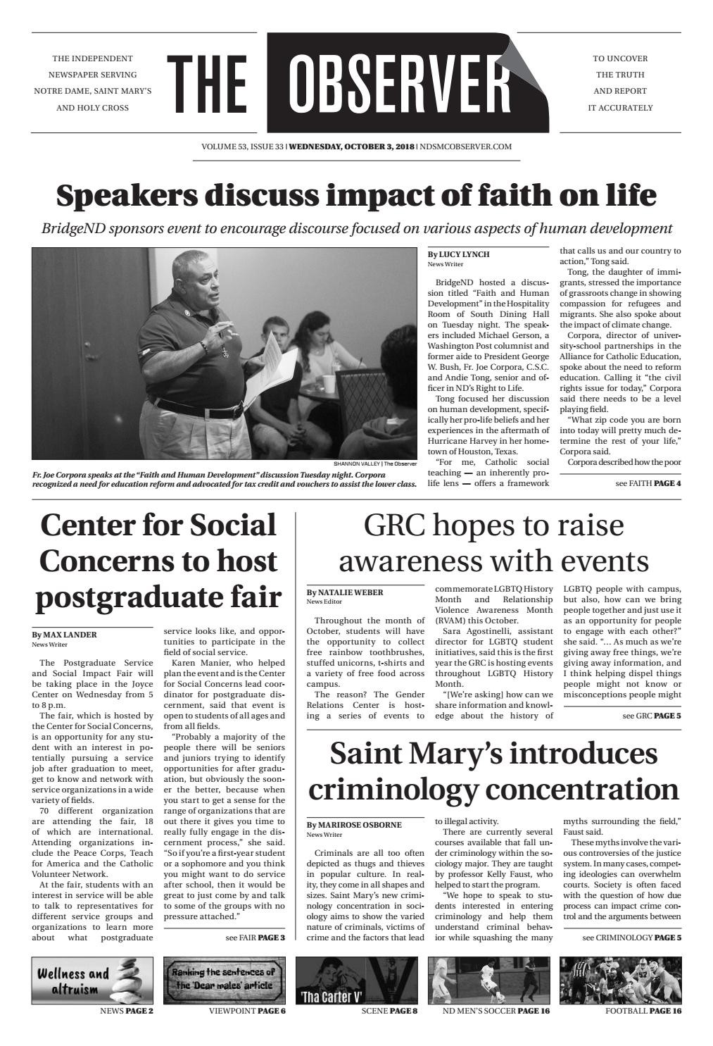 Print Edition of The Observer for Wednesday, October 3, 2018 by The ...