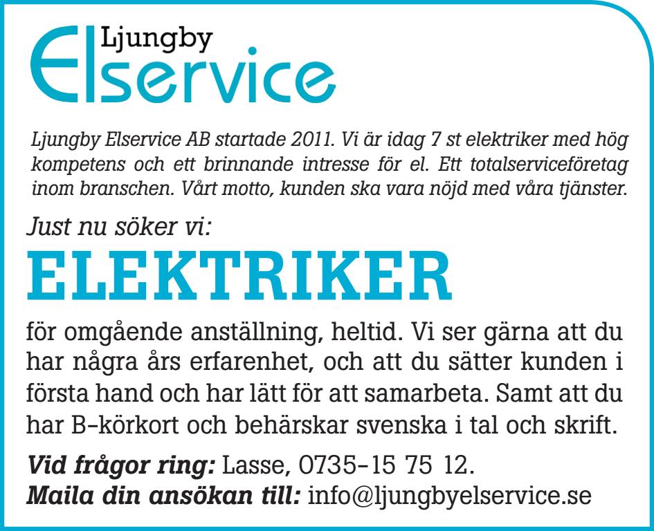 Ljungby Elservice söker Elektriker by Bonnier News - Issuu