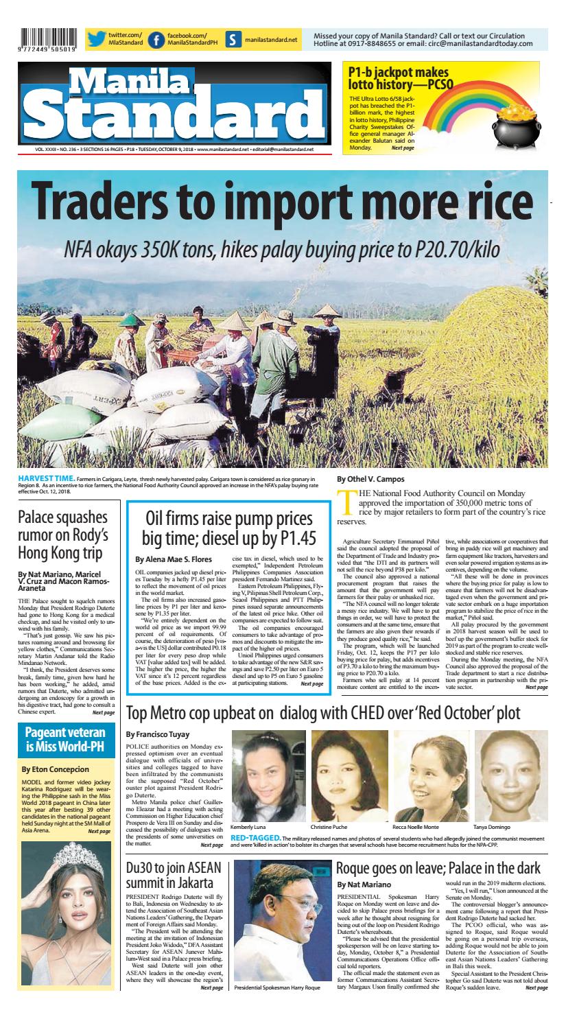 Manila Standard - 2018 October 9 - Tuesday by Manila Standard - Issuu