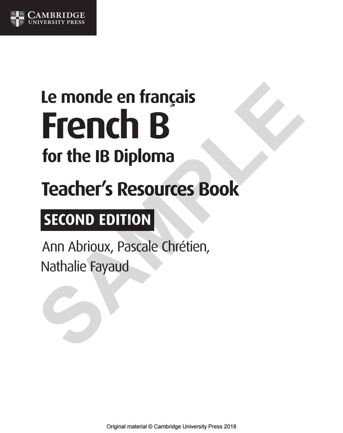 French B for the IB Diploma Teacher's Resources by Cambridge ...