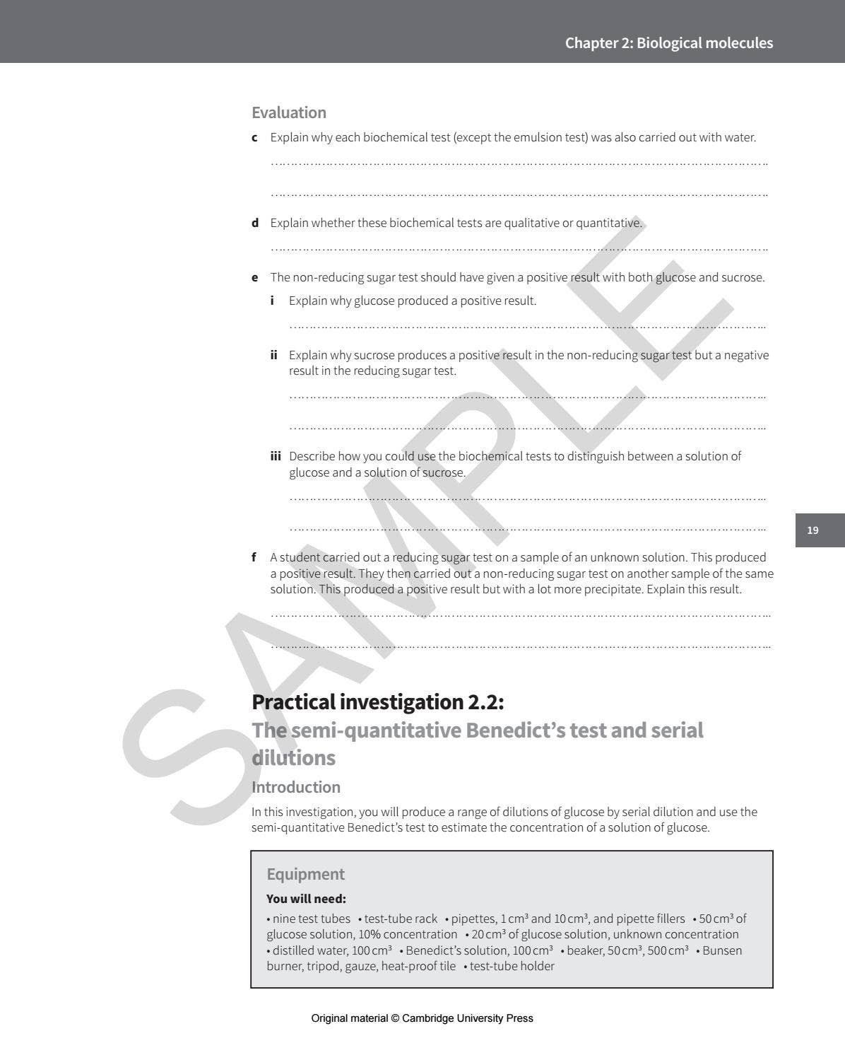 Cambridge International AS & A Level Biology Practical workbook Sample ...