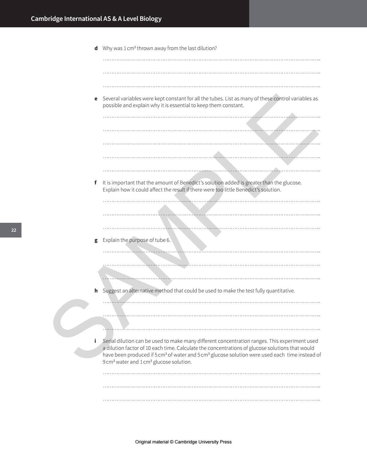 Cambridge International AS & A Level Biology Practical workbook Sample ...