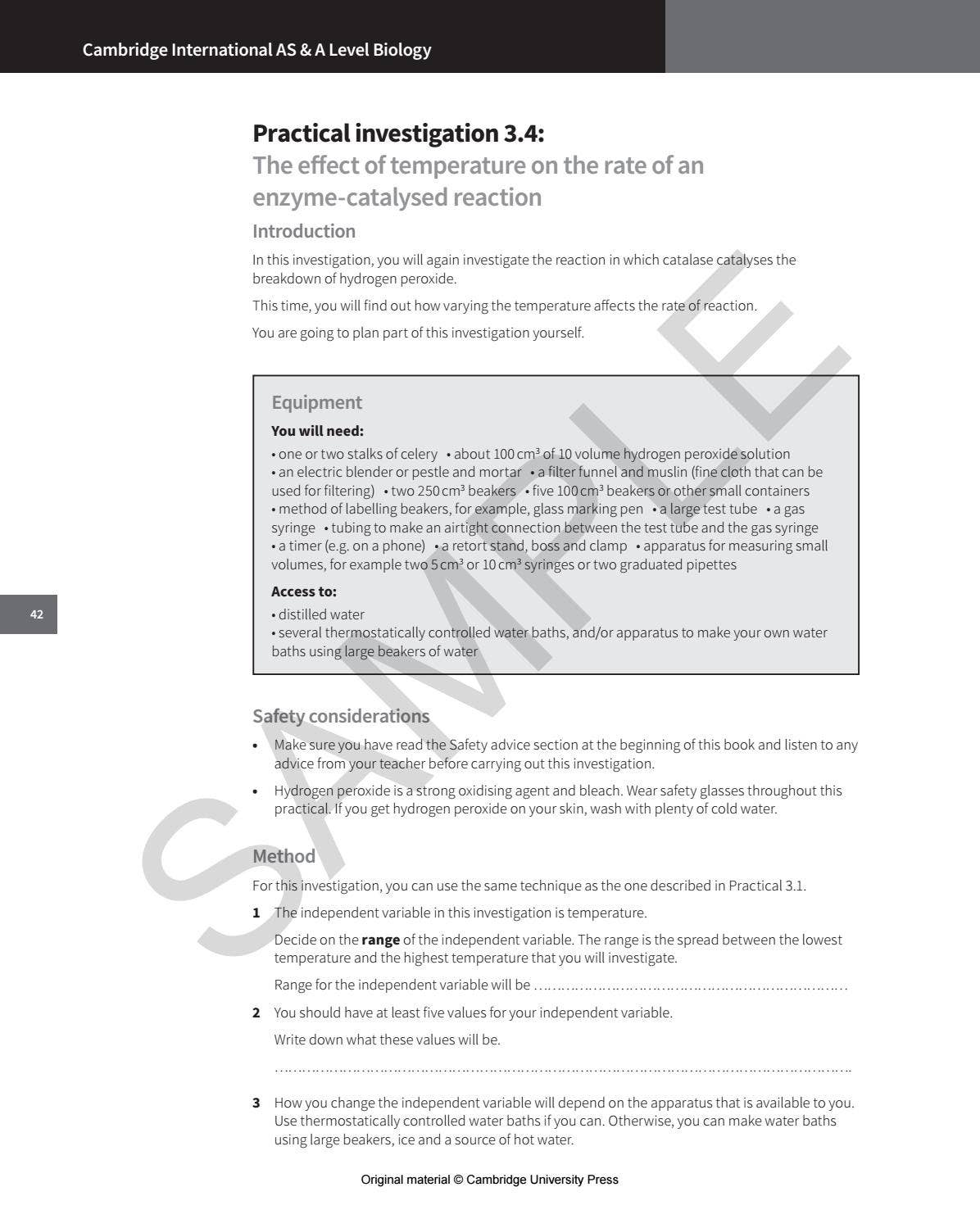 Cambridge International AS & A Level Biology Practical workbook Sample ...