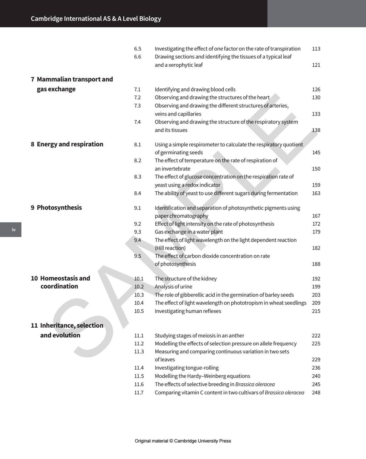 Cambridge International AS & A Level Biology Practical workbook Sample ...