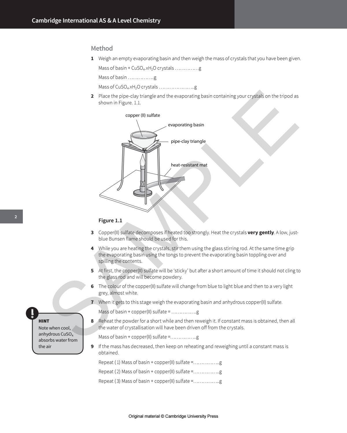 Cambridge International AS & A Level Chemistry Practical Workbook ...
