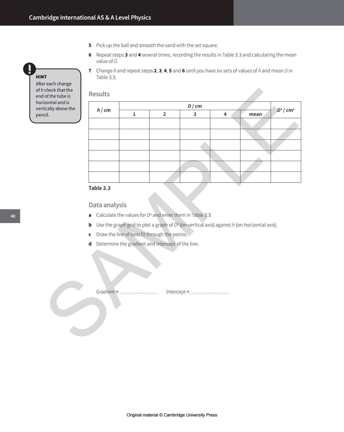 Cambridge International AS & A Level Physics Practical workbook Sample ...