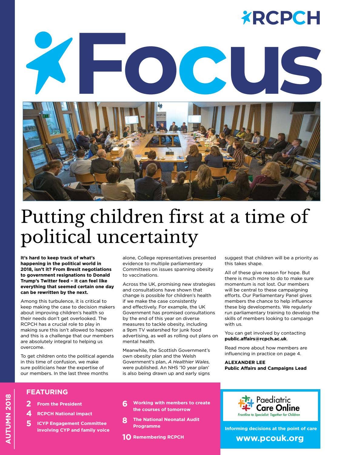 RCPCH Focus newsletter - Autumn 2018 by Royal College of Paediatrics ...
