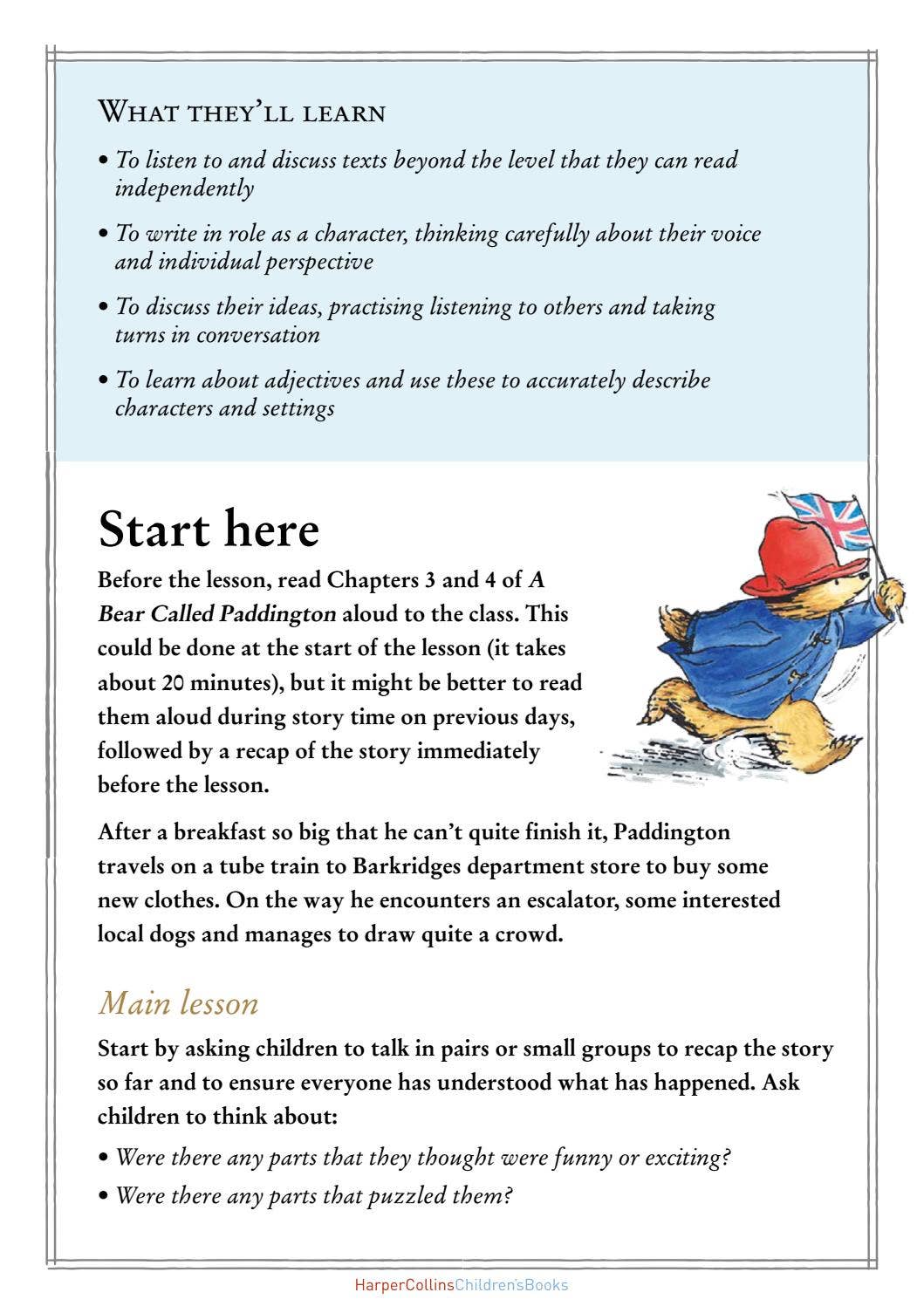 Paddington Resource Pack - School Activities and Lesson Plans by ...
