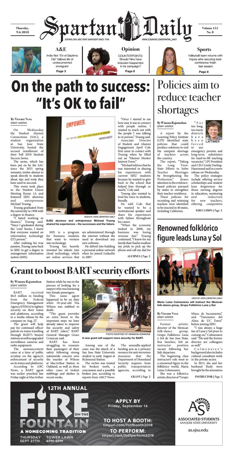 Spartan Daily Vol. 151, Issue 8 by Spartan Daily - Issuu